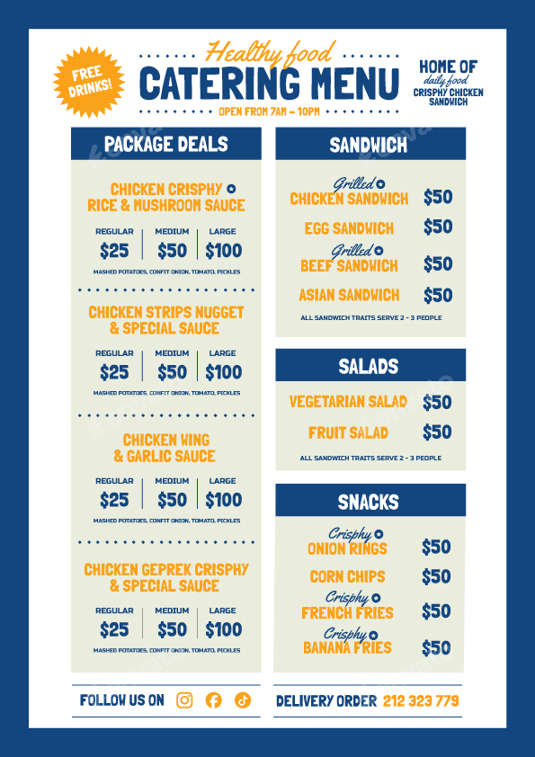 Healthy Food Catering Menu, Print Templates | GraphicRiver