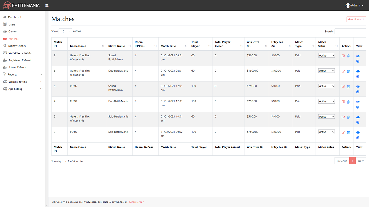 BattleMania - Esports Tournament App with Website & Admin for PUBG ...