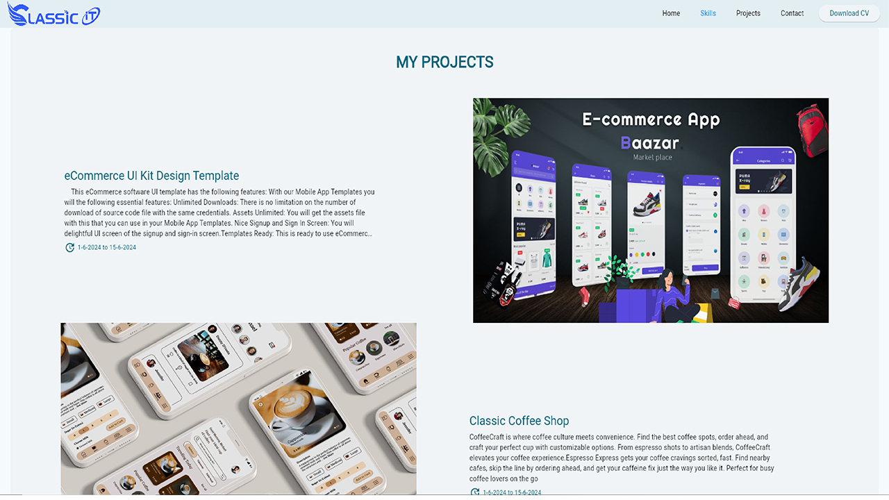 Classic Flutter Portfolio Pro - Web and Admin Panel by C_IT_Solutions_Est