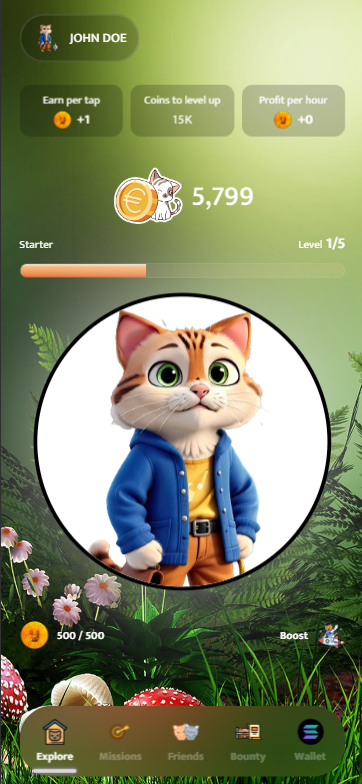 Cat Coin Tap-2-Earn Clicker Game With Telegram Mini App + API + Bot + Solana Wallet Connect by ...