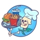 Skeleton Cook Holding Fast Food Combo Set, Vectors | GraphicRiver