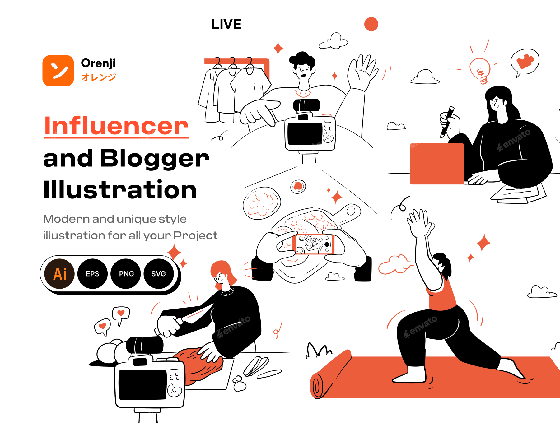 Influencer and blogger illustration pack, Graphics | GraphicRiver