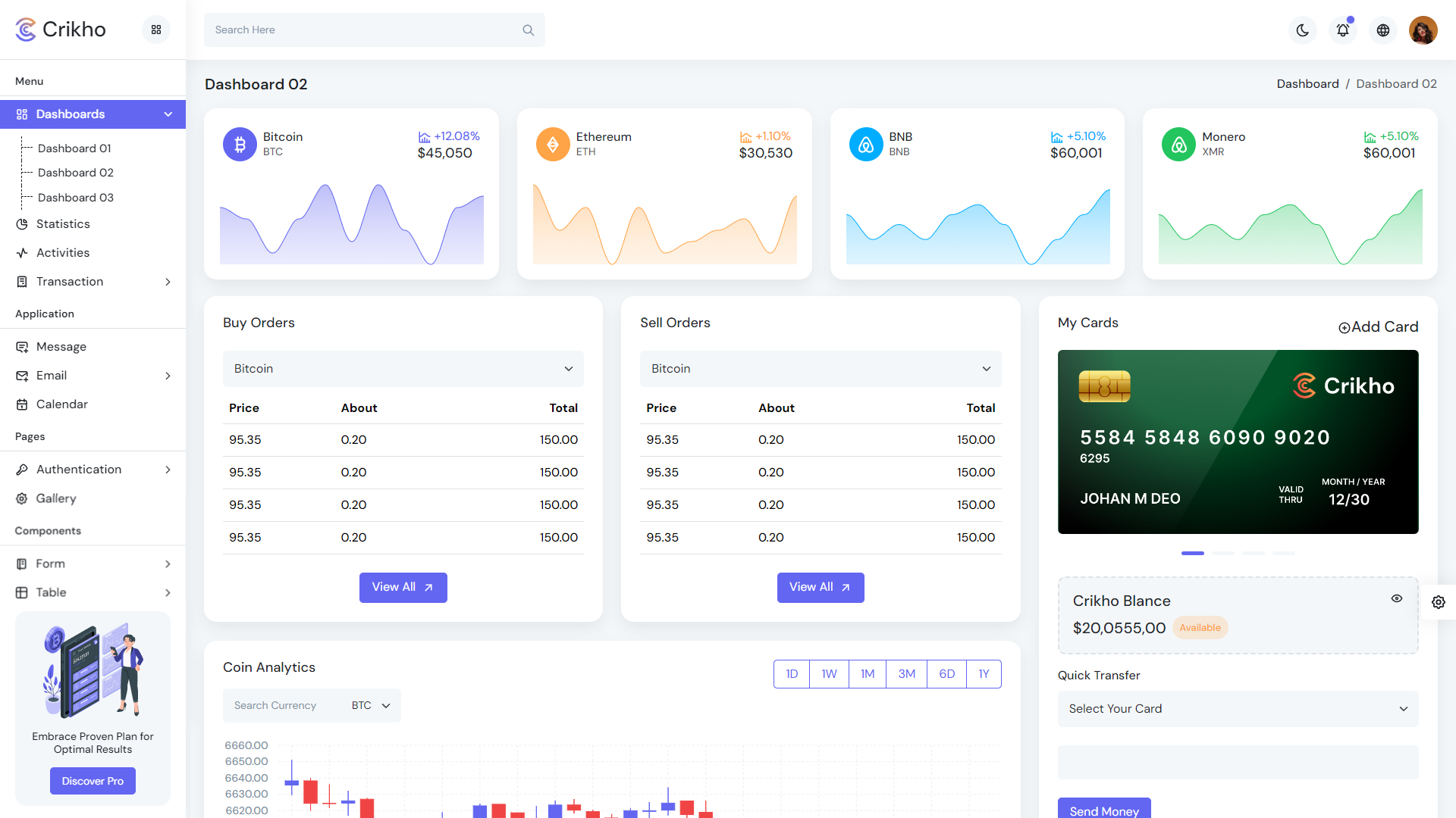 Crikho - React + Vite Responsive Admin Templates by codexperttheme