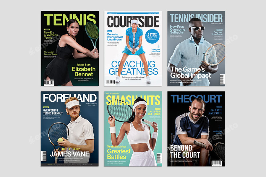 Tennis Magazine Covers Template Set, Print Templates | GraphicRiver
