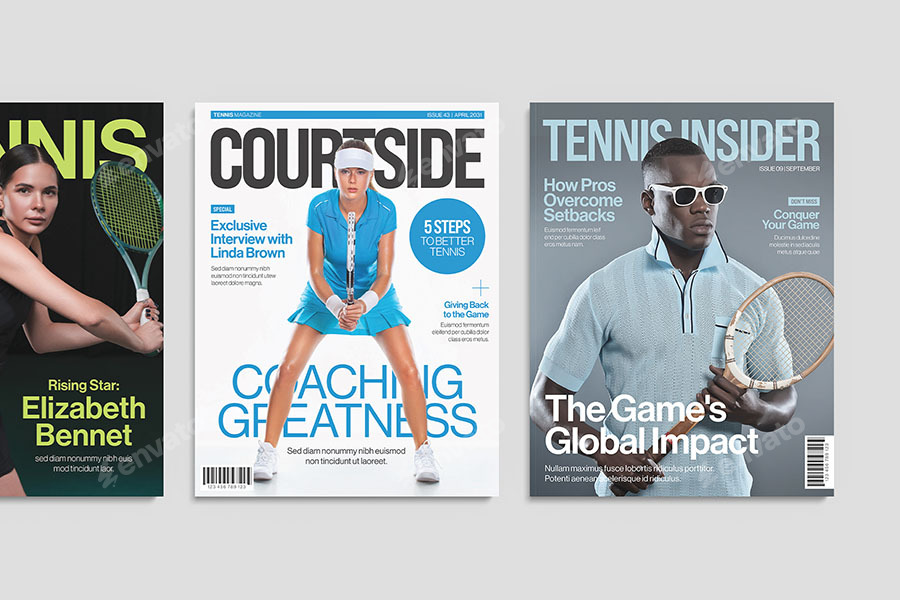 Tennis Magazine Covers Template Set, Print Templates | GraphicRiver
