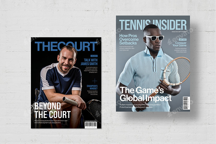 Tennis Magazine Covers Template Set, Print Templates | GraphicRiver
