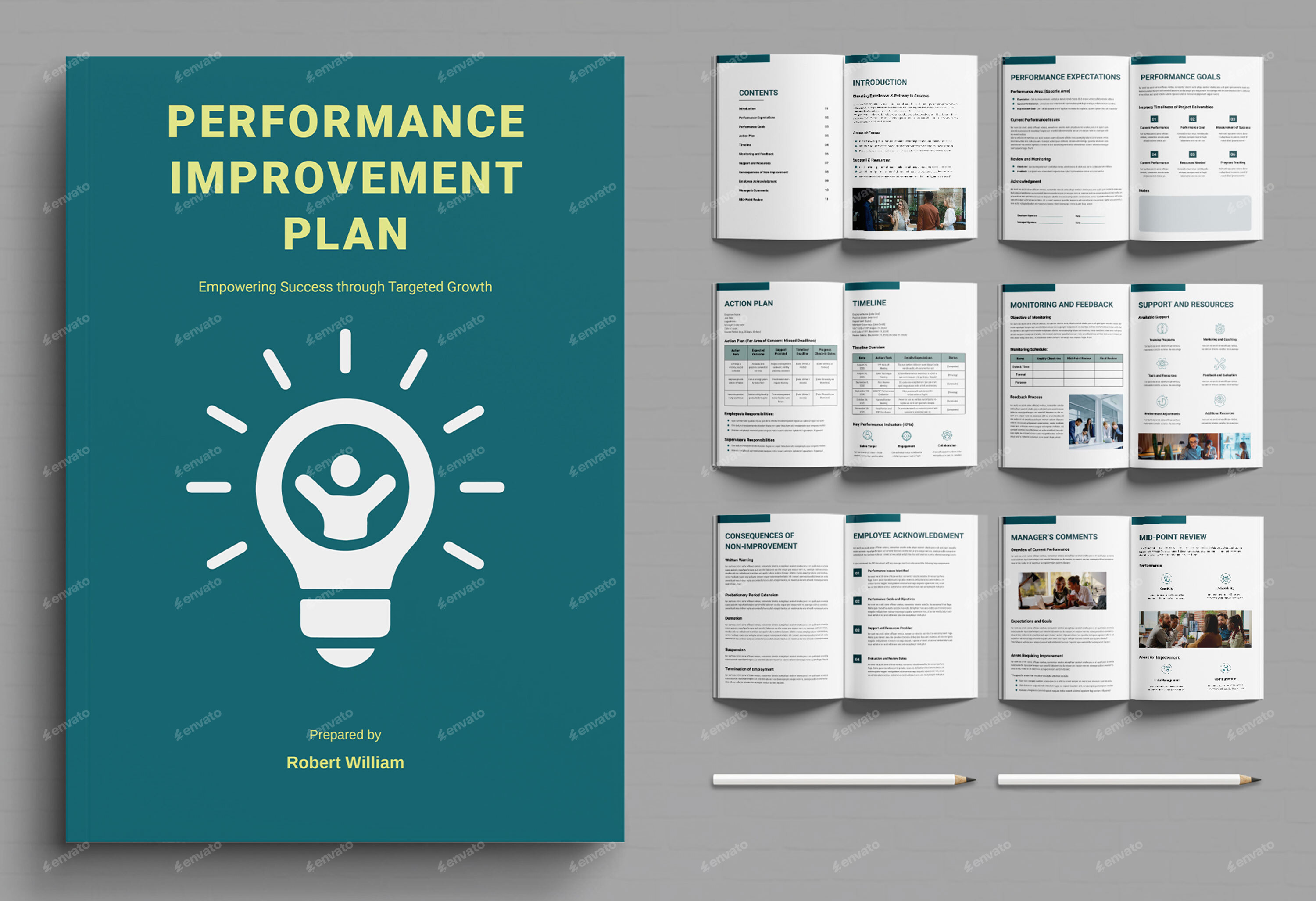 Performance Improvement Plan Template, Print Templates | GraphicRiver