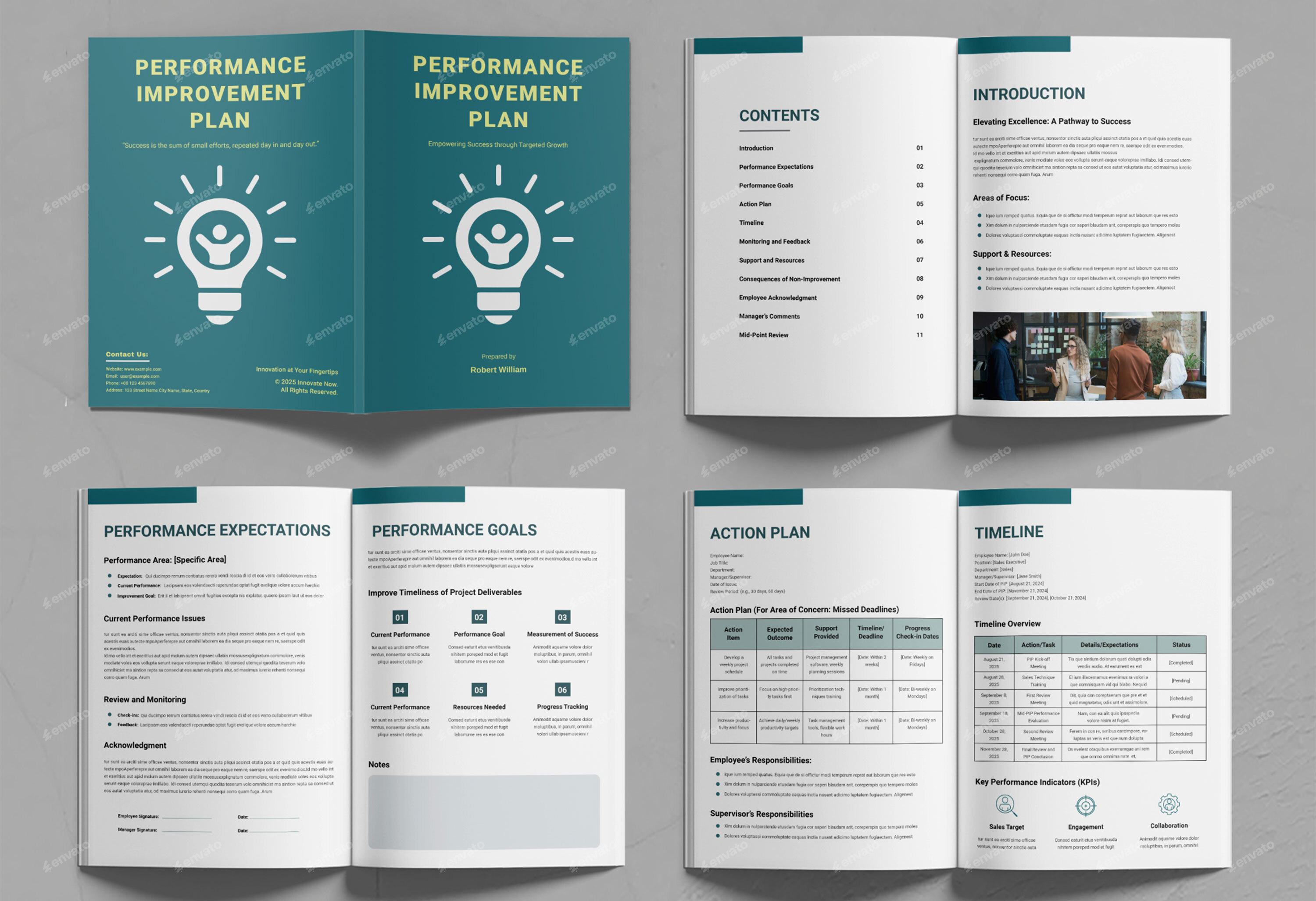 Performance Improvement Plan Template, Print Templates | GraphicRiver
