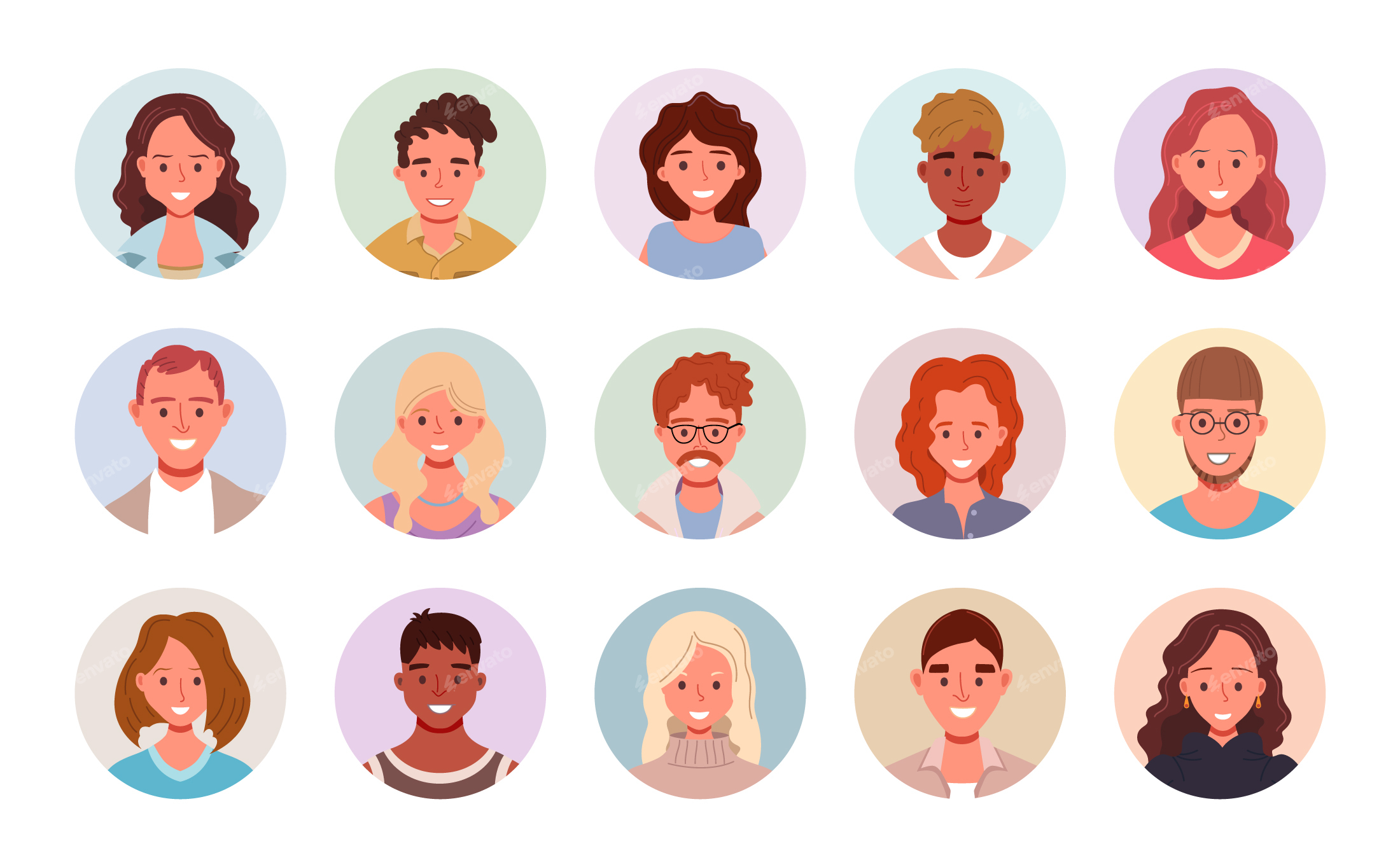 Diverse People Avatars Collection in Circular Icons, Vectors | GraphicRiver