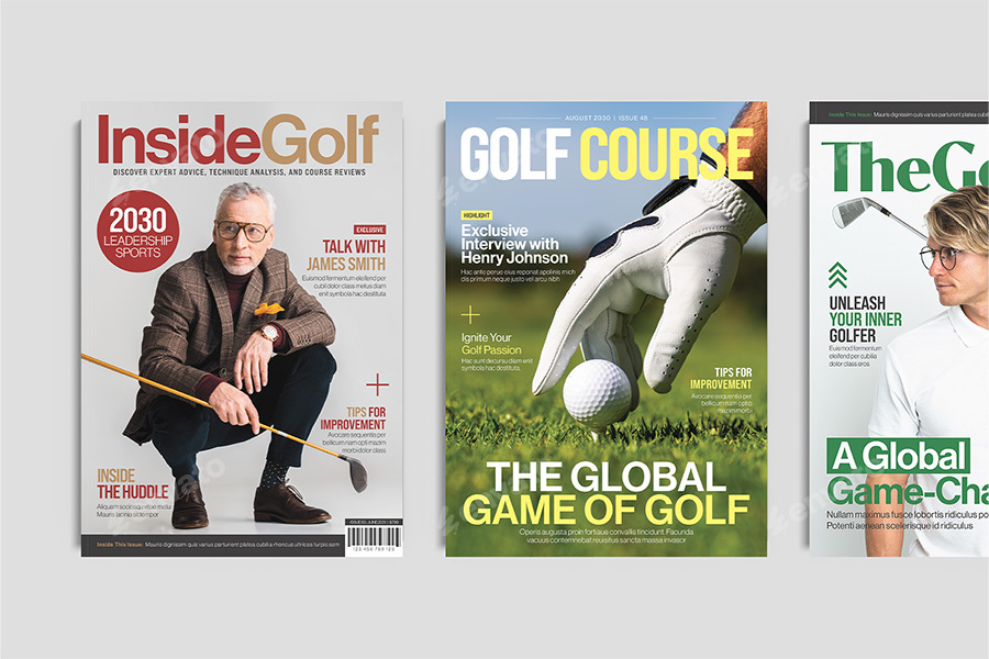 Golf Magazine Covers Set, Print Templates | GraphicRiver