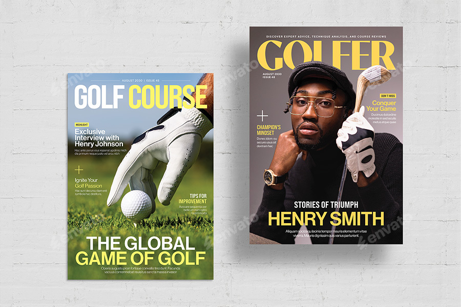 Golf Magazine Covers Set, Print Templates | GraphicRiver