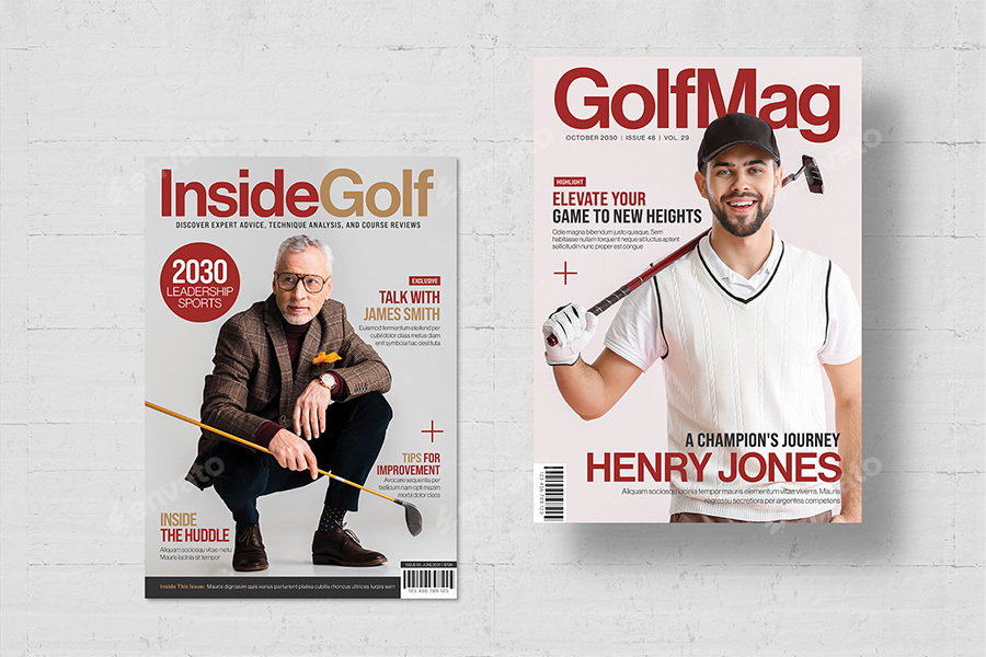 Golf Magazine Covers Set, Print Templates | GraphicRiver
