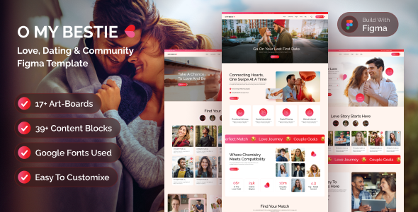 O My Bestie - Dating, Social Network Website Figma Template by venusweb