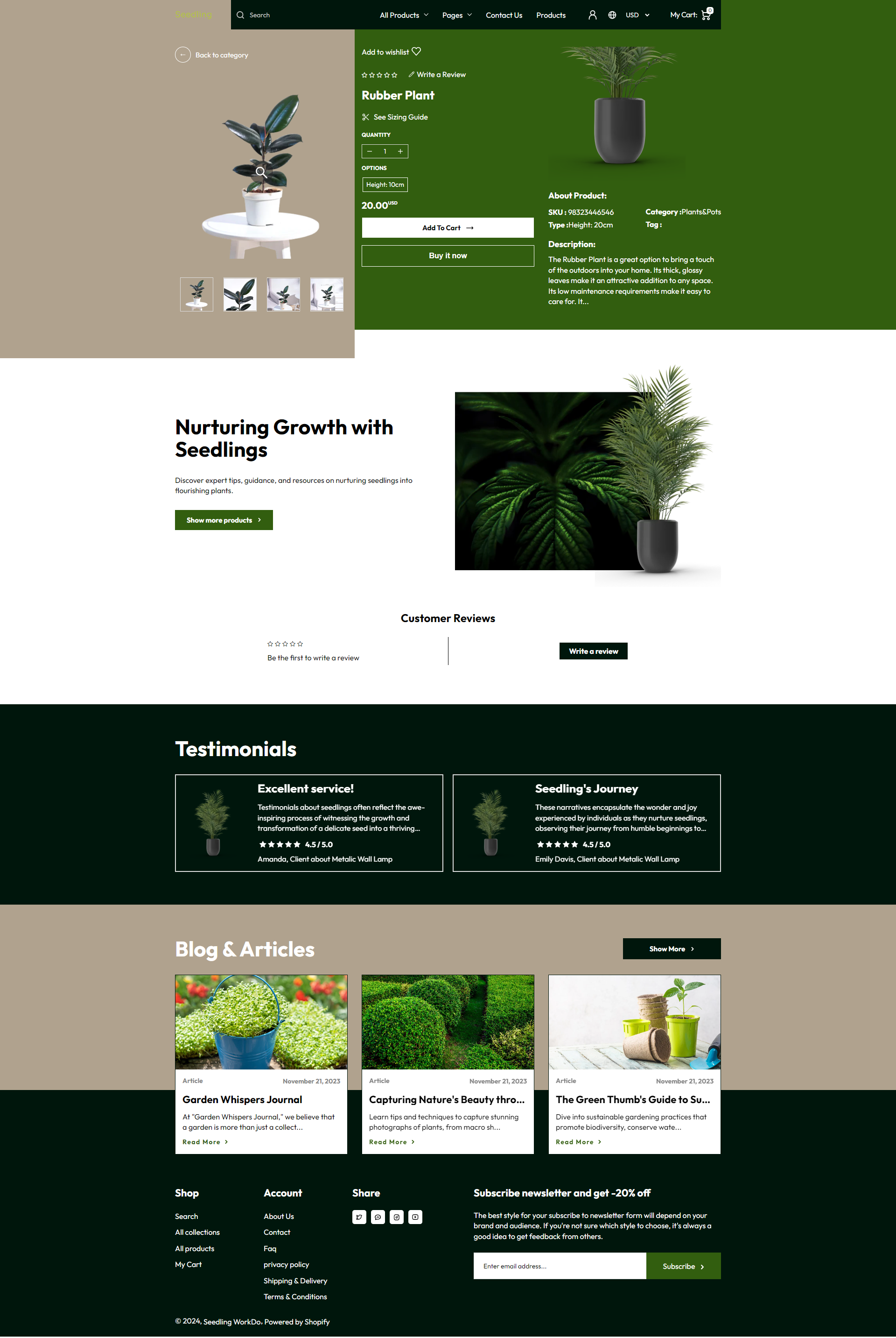 Seedling - Houseplants eCommerce Shopify 2.0 Store by WorkDo | ThemeForest