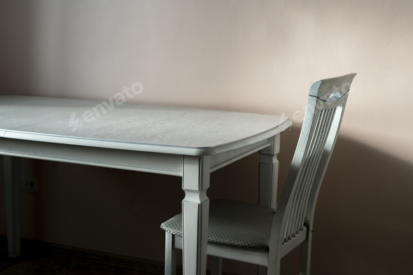 the abstract kitchen table and chair design with hard shadows Stock ...