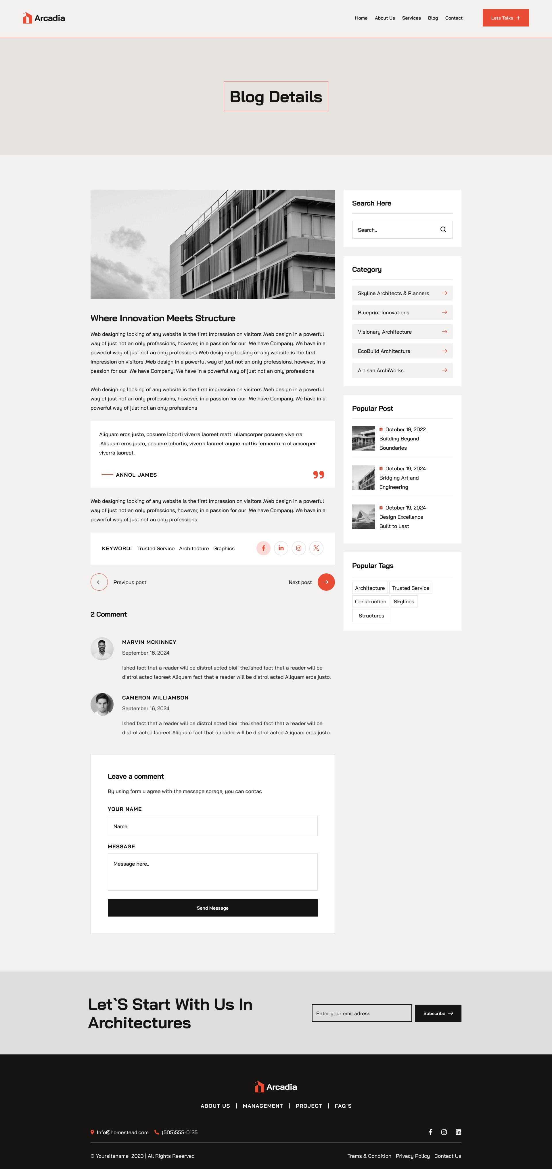 Arcadia - Architecture Figma Template by Mugli | ThemeForest