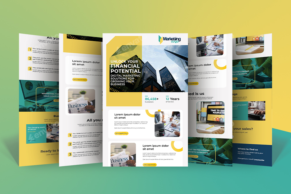 Digital Marketing Email Newsletter PSD Template, Web Elements ...