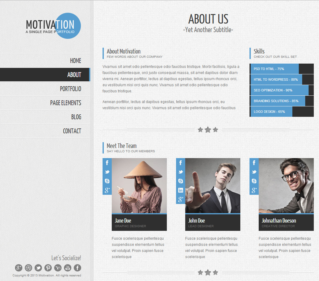 Motivation - Responsive Single Page HTML Template by HedgehogCreative