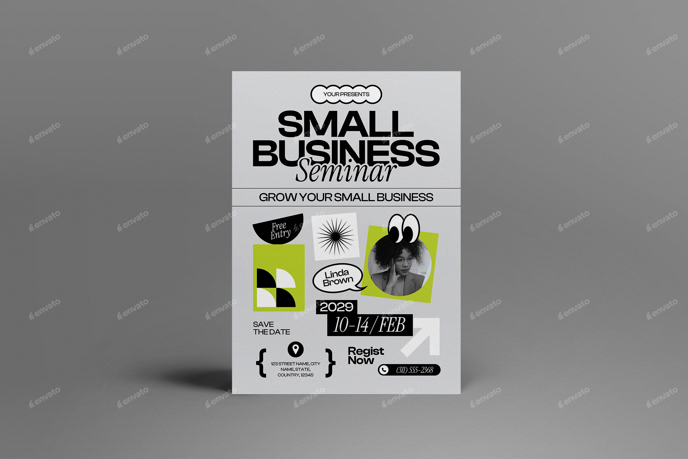 Gray Geometric Small Business Seminar Flyer Set, Print Templates ...
