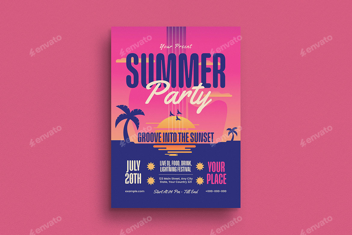 Gradient End of Summer Party Event Flyer, Print Templates | GraphicRiver