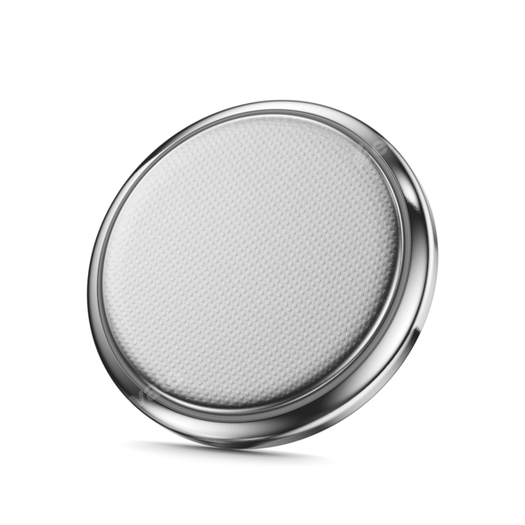 Lithium battery, back view isolated on white. 3D rendering. Stock Photo ...