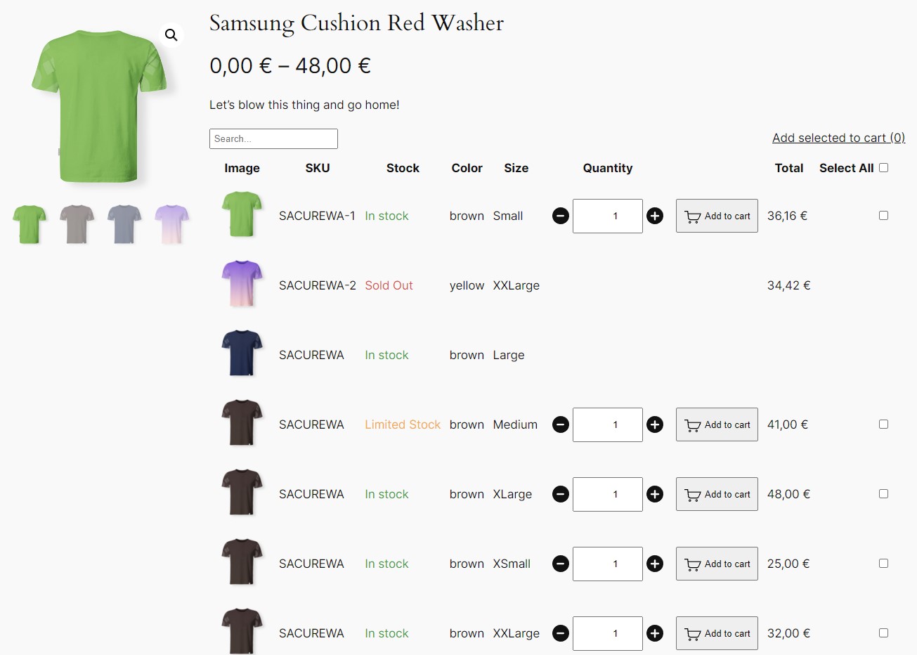 WooCommerce Variations to Table - Grid by nitroweb | CodeCanyon