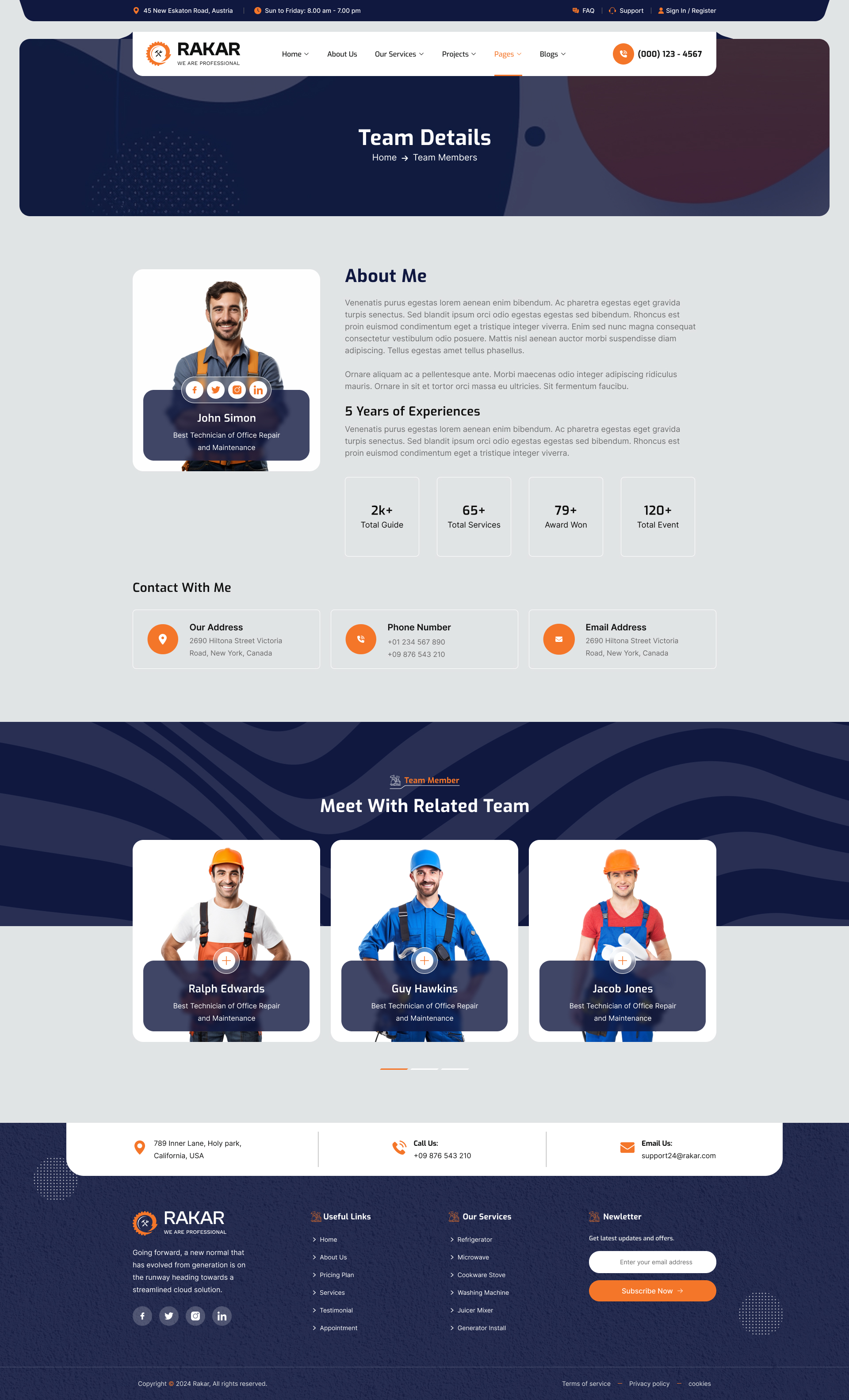 Rakar - Handyman Multipurpose Repairing Services Figma Template by themeholy