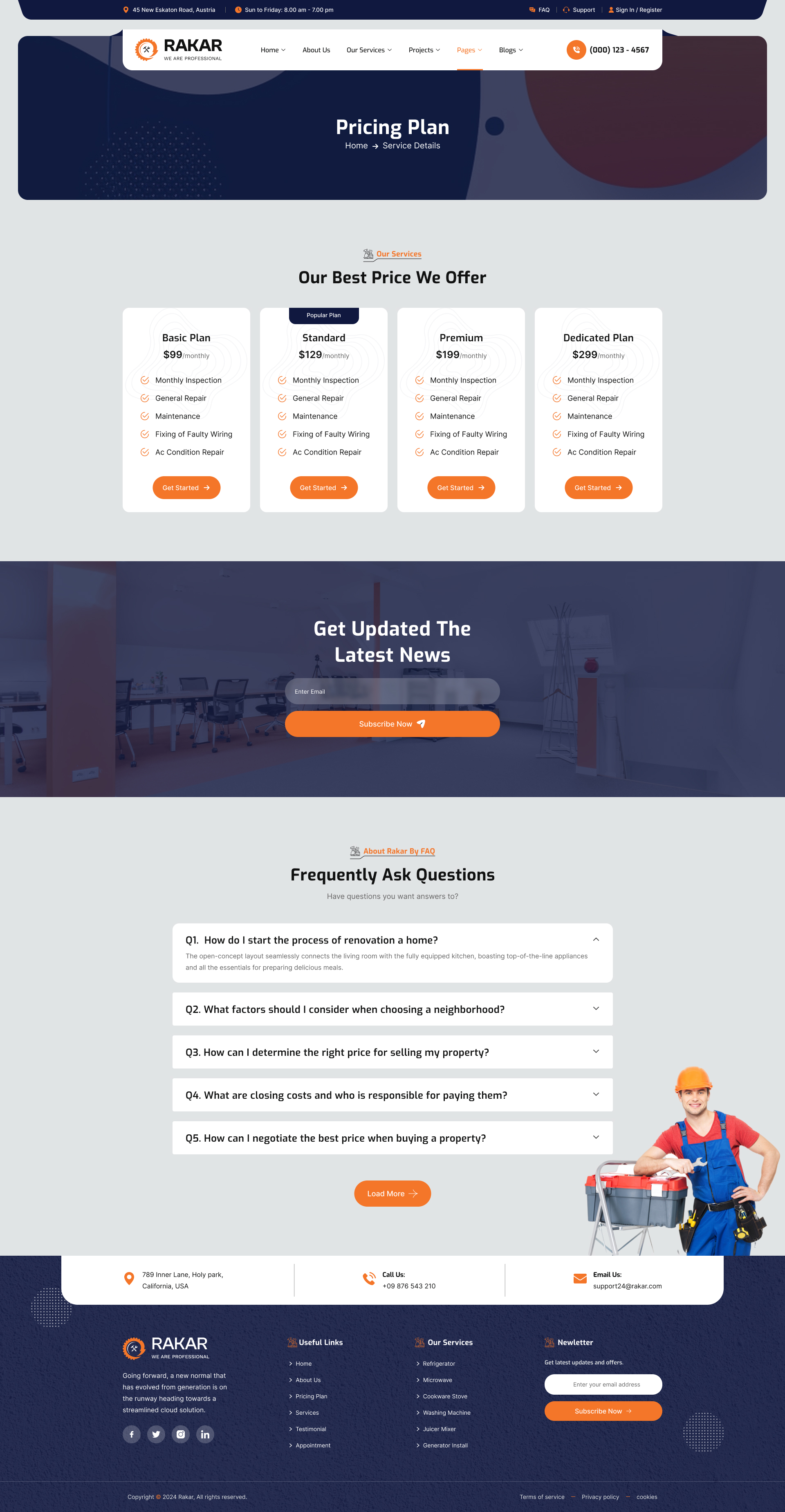 Rakar - Handyman Multipurpose Repairing Services Figma Template by themeholy