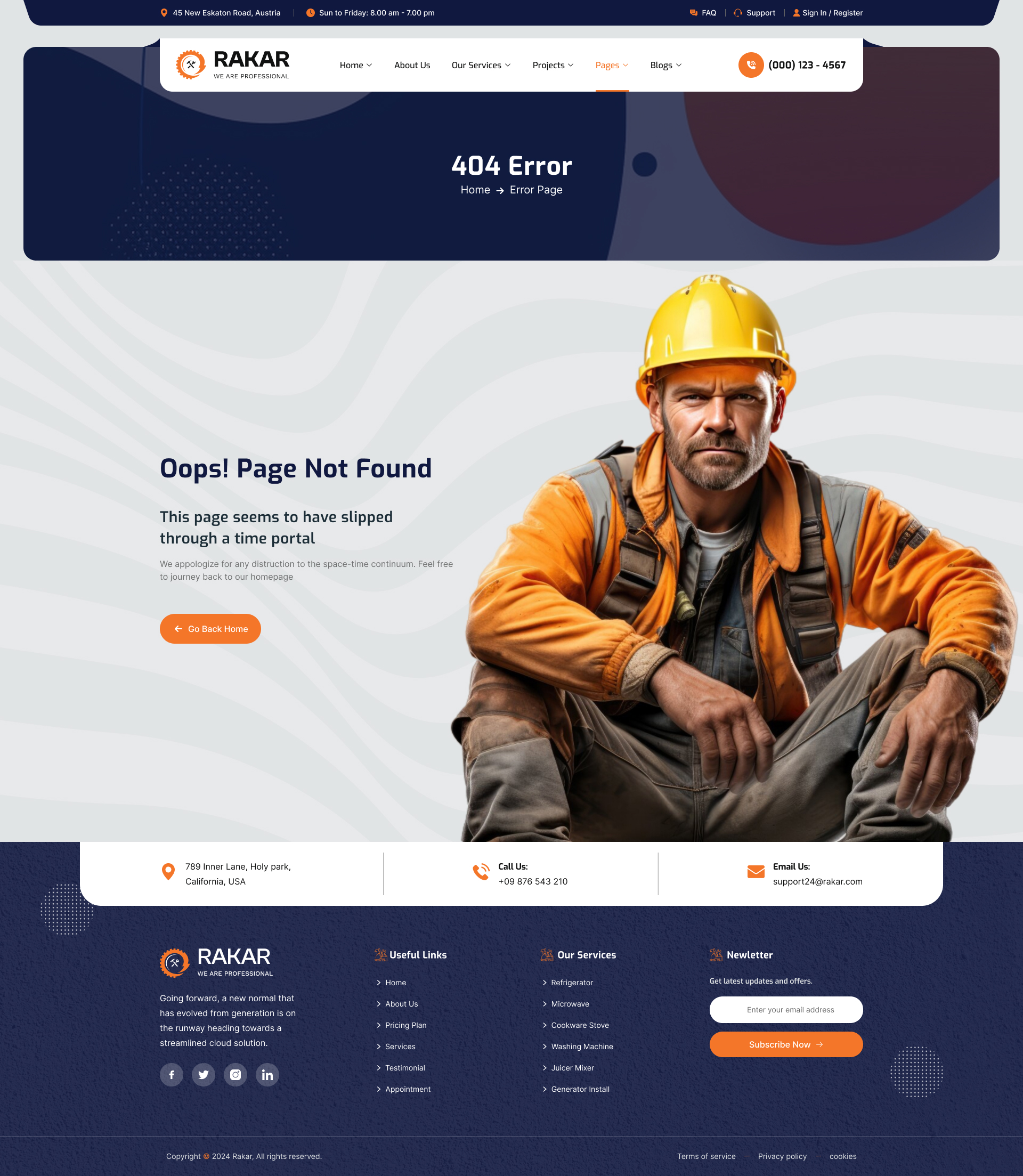 Rakar - Handyman Multipurpose Repairing Services Figma Template by themeholy