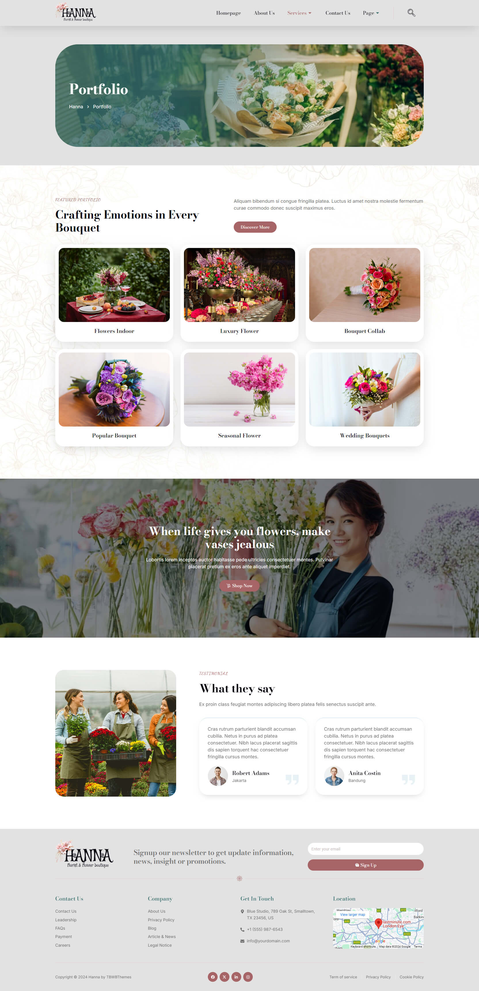Hanna - Florist & Flower Boutique Elementor Template Kit by TBWBthemes