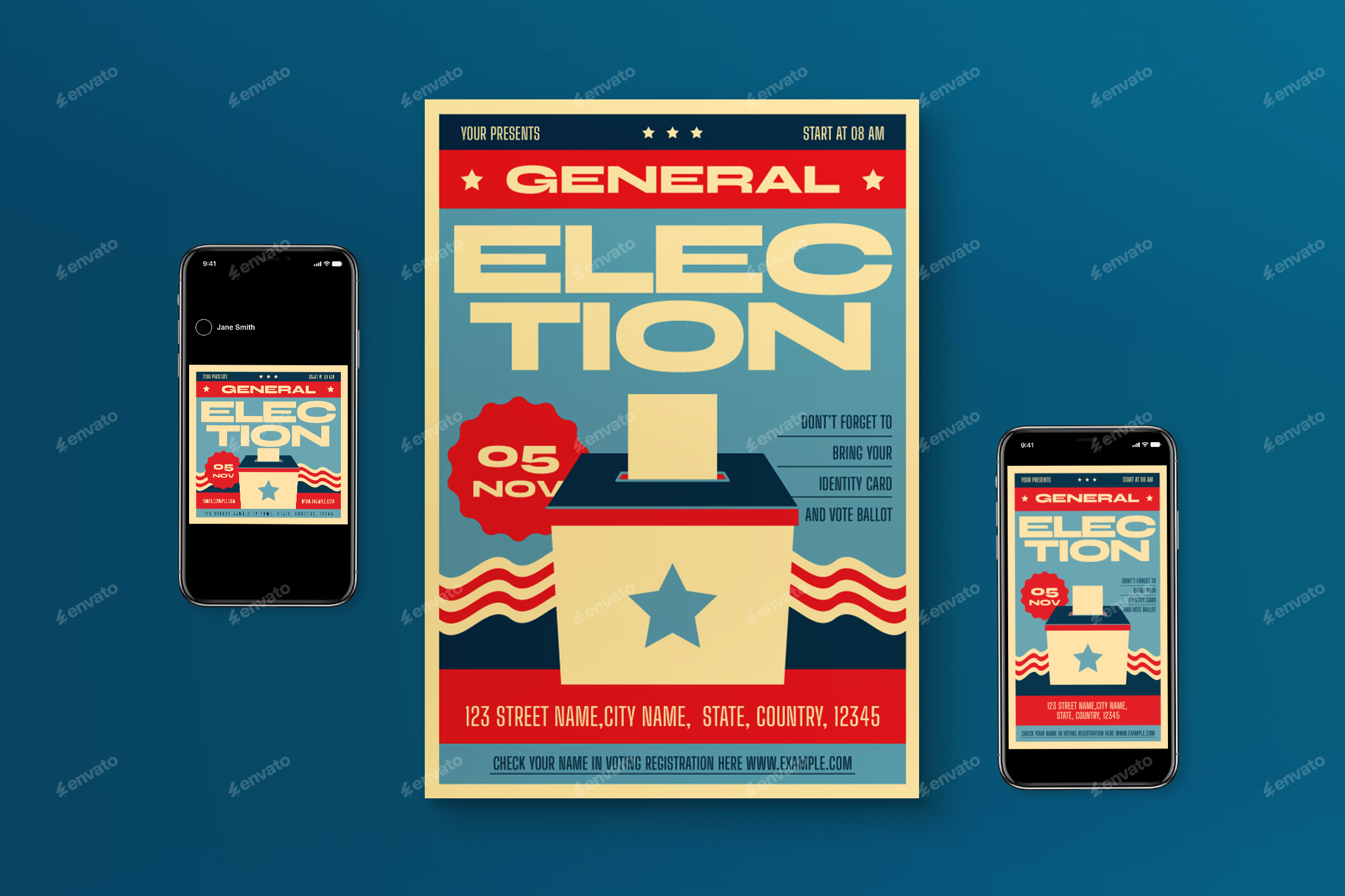 Blue Flat Design General Election Flyer Set, Print Templates | GraphicRiver