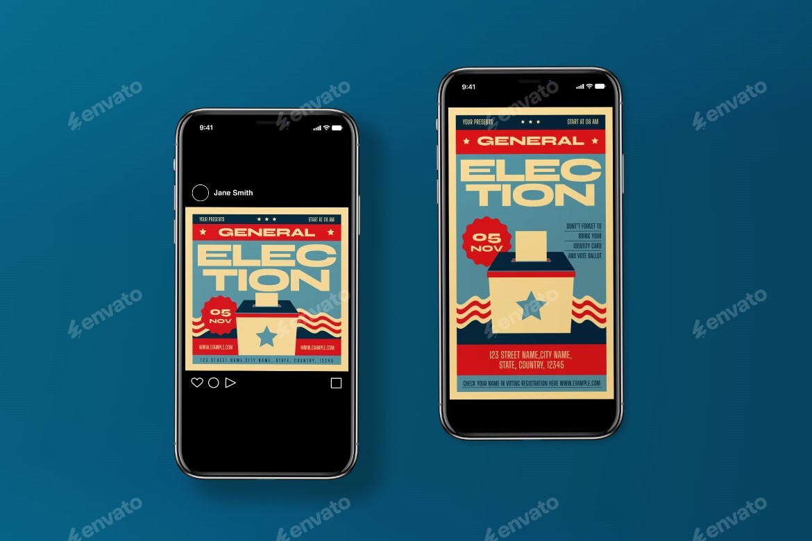 Blue Flat Design General Election Flyer Set, Print Templates | GraphicRiver