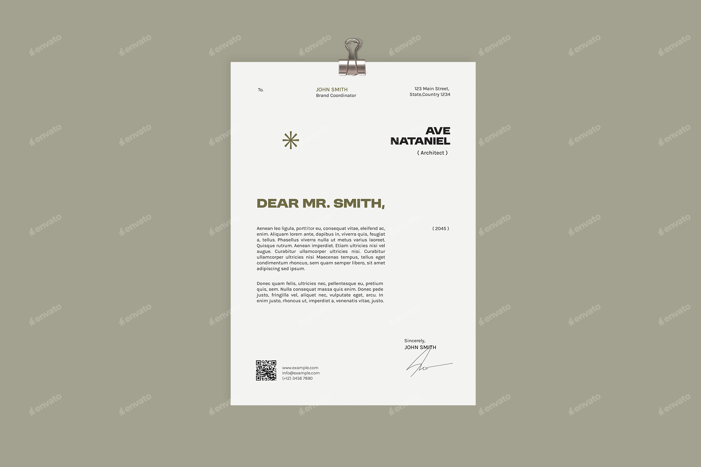 Cream Green Bold Minimalist Letterhead, Print Templates | GraphicRiver