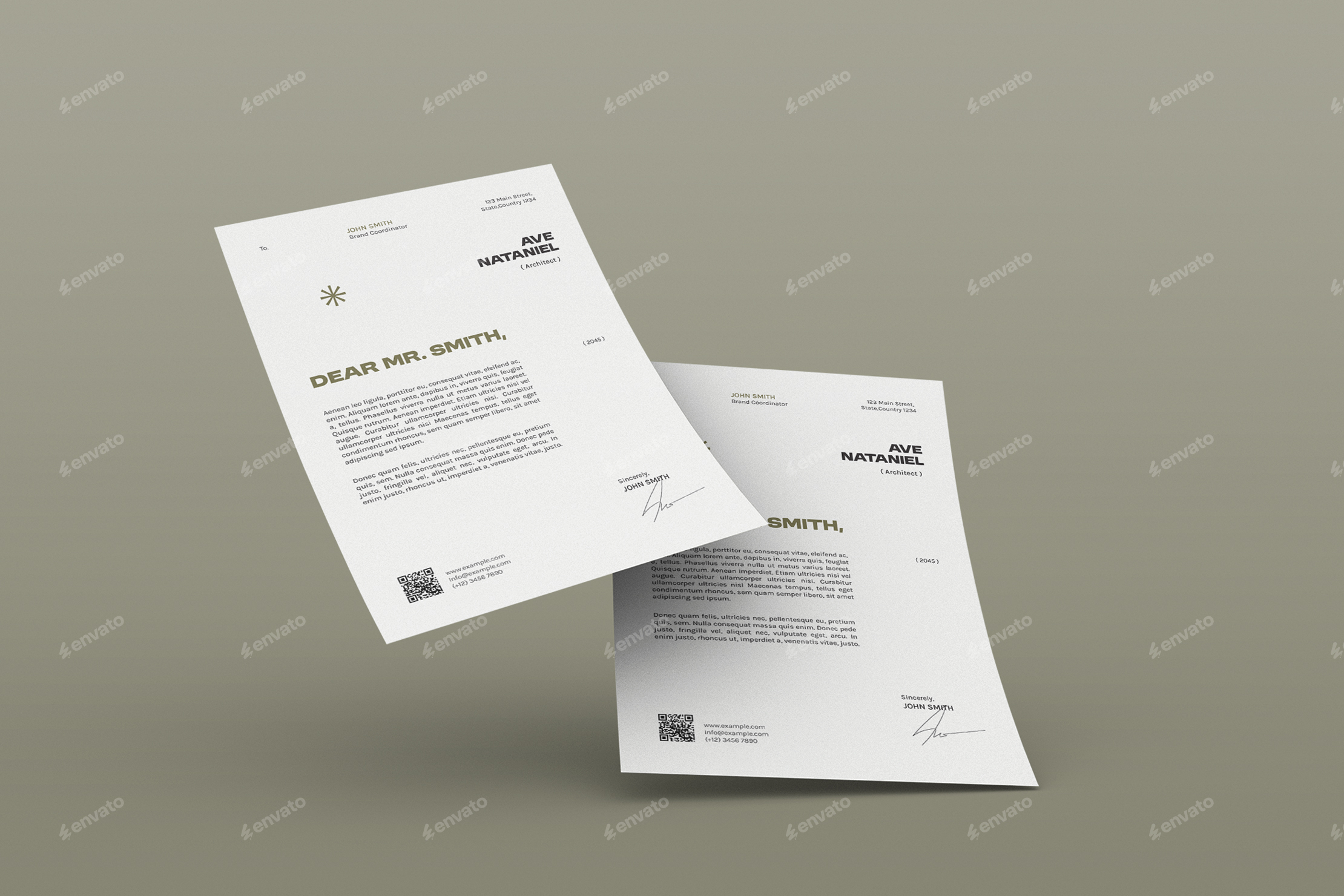 Cream Green Bold Minimalist Letterhead, Print Templates | GraphicRiver
