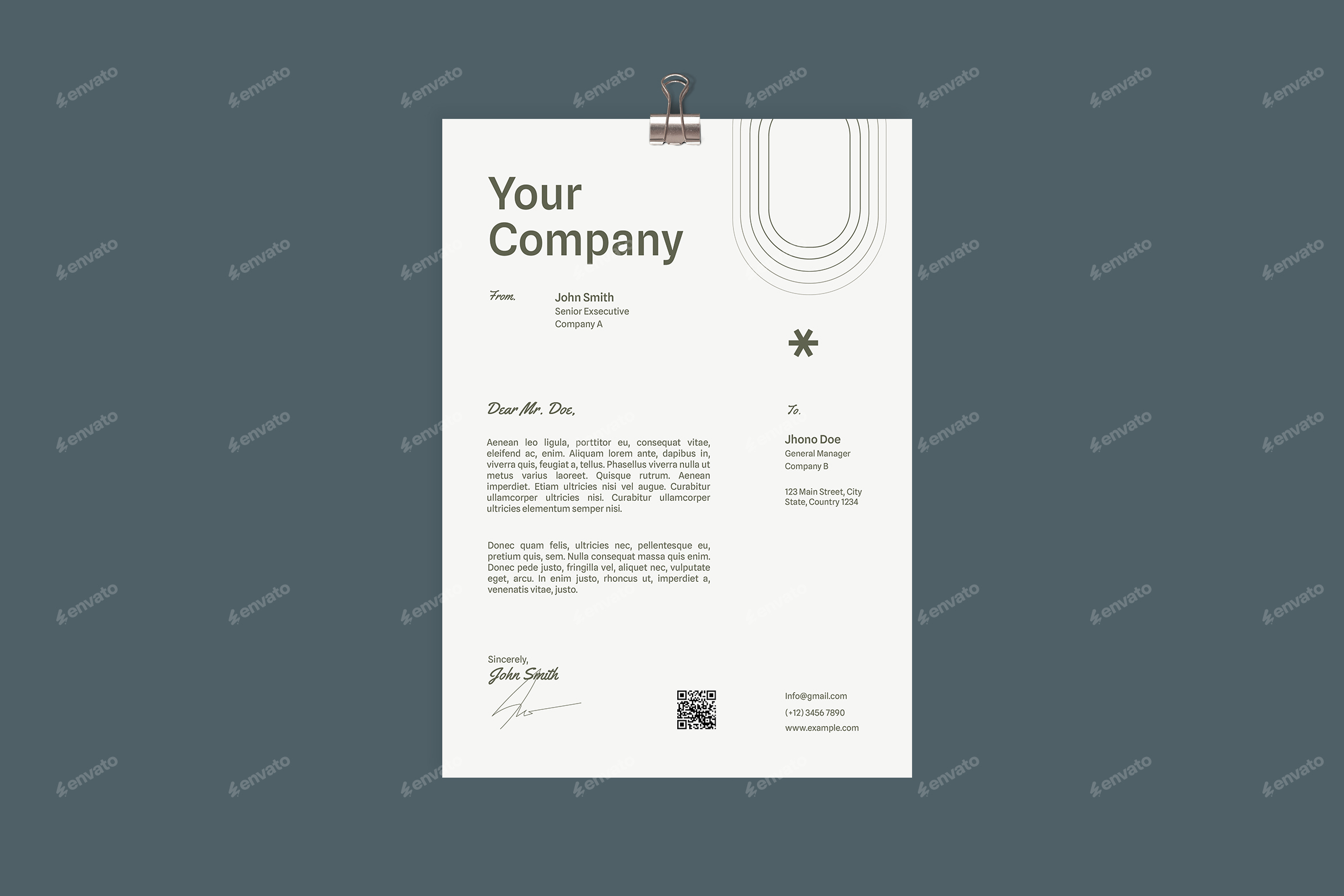 Cream Green Minimalist Letterhead, Print Templates | GraphicRiver