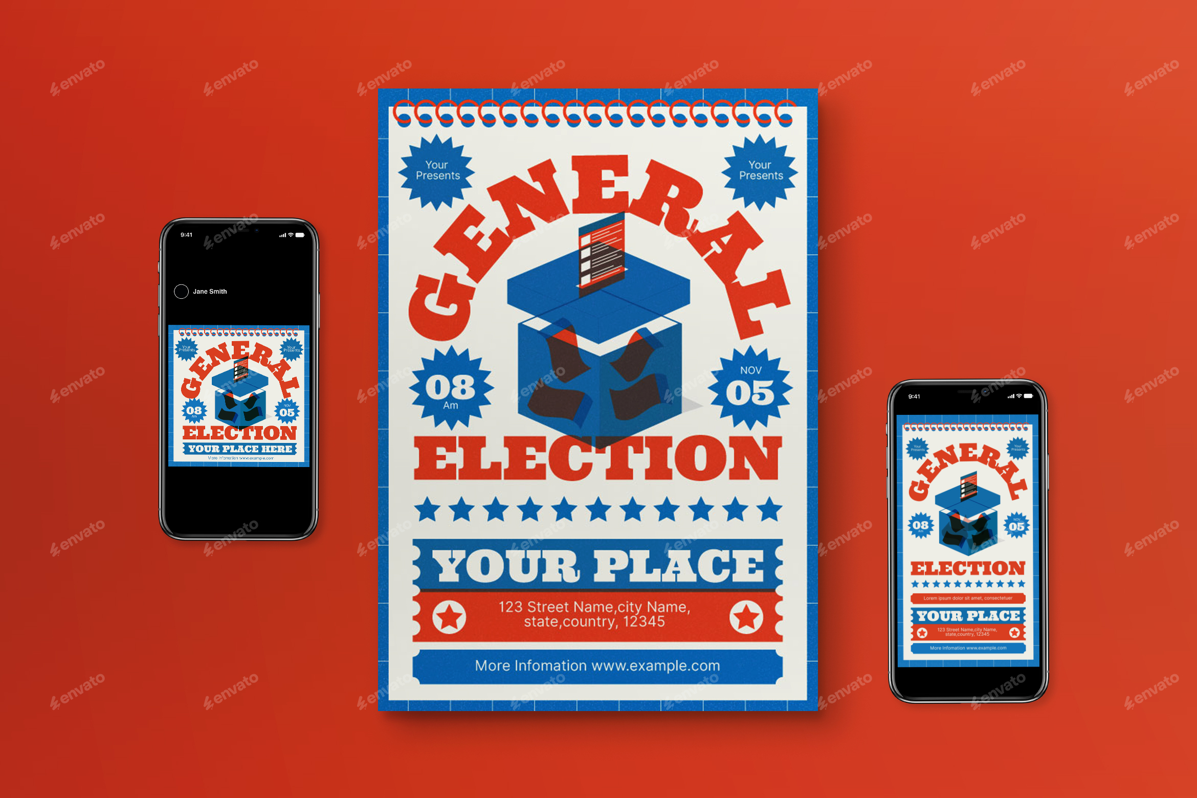 Red Risograph General Election Flyer Set, Print Templates | GraphicRiver