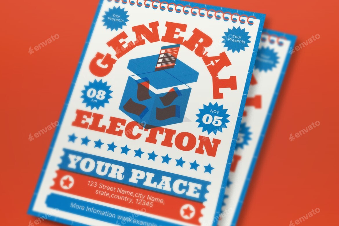 Red Risograph General Election Flyer Set, Print Templates | GraphicRiver