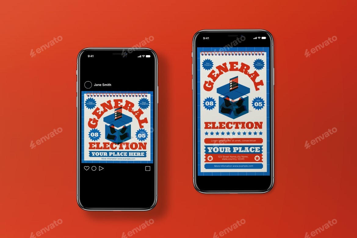 Red Risograph General Election Flyer Set, Print Templates | GraphicRiver