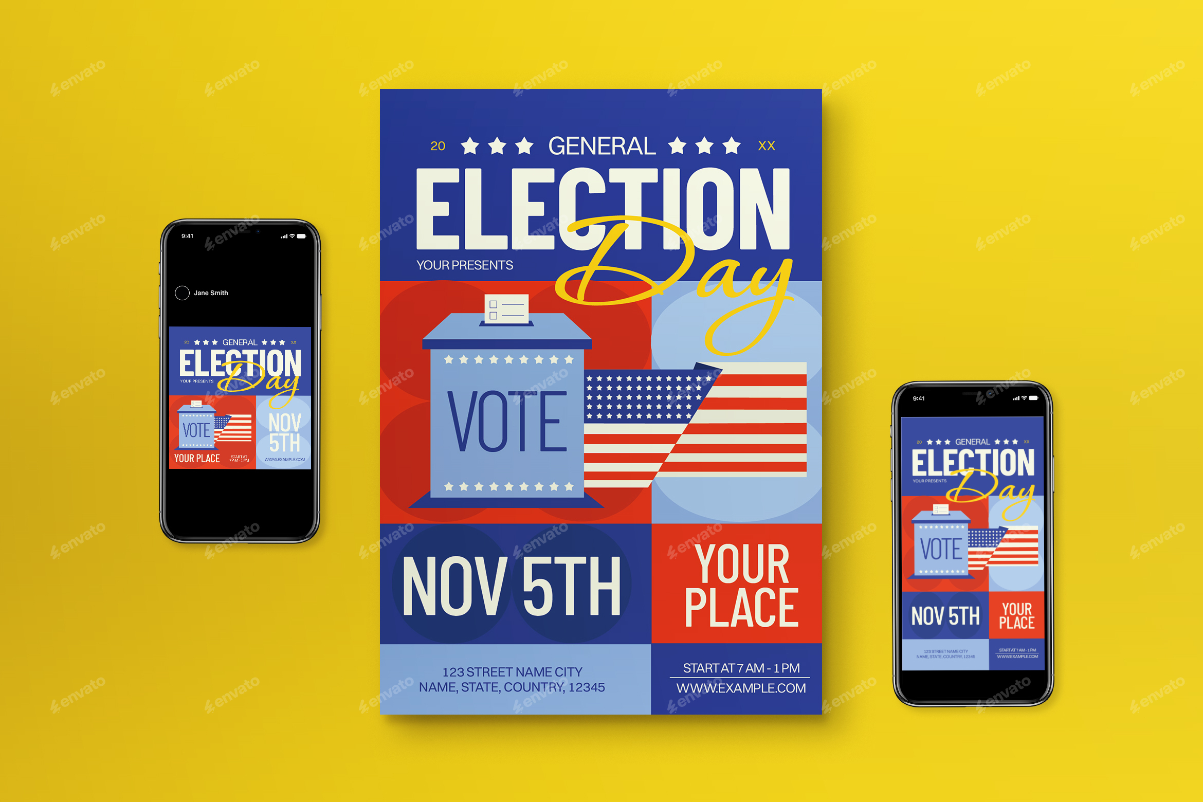 Blue Flat Design General Election Flyer Set, Print Templates | GraphicRiver
