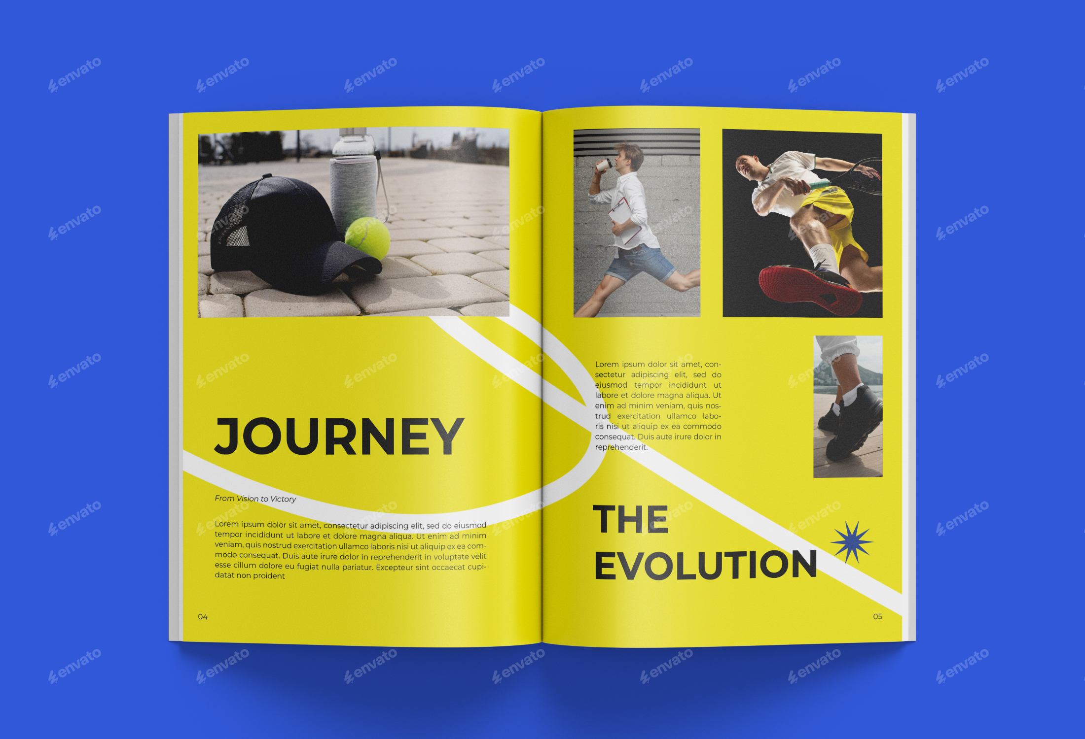 Yellow Blue Modern Creative Minimalist Sportswear Magazine Promotion ...