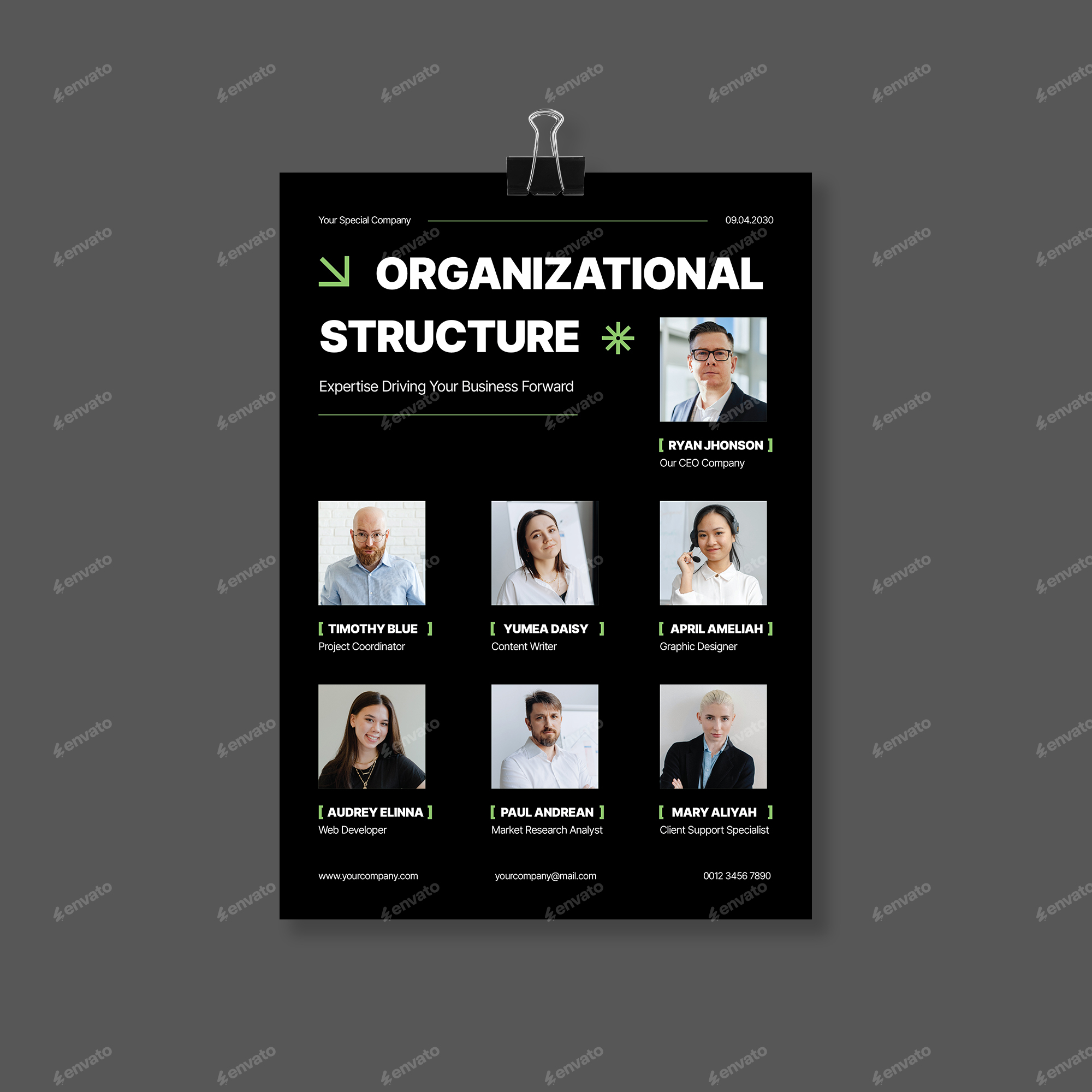 Black Green White Bold Modern Minimalist Business Agency Organizational ...