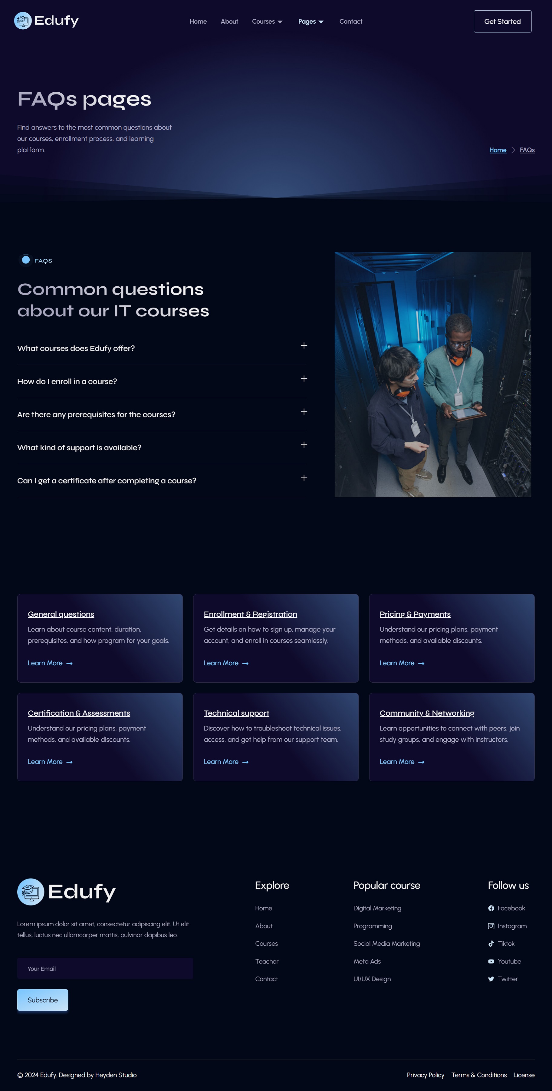 Edufy - IT Online Course & Education Elementor Template Kit by heydenstudio