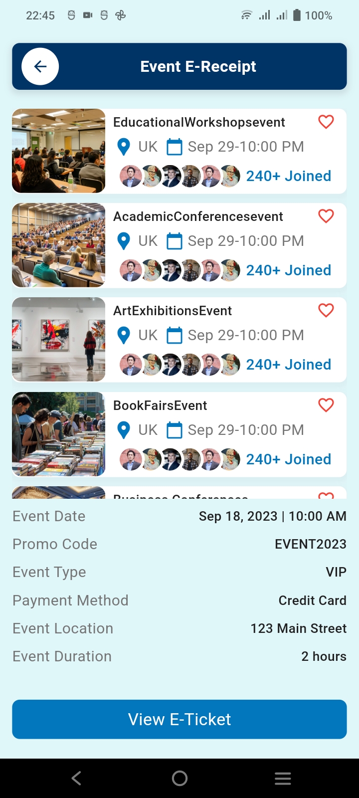 All Events Booking and Management Tickets Flutter App UI Template by CodentraTech