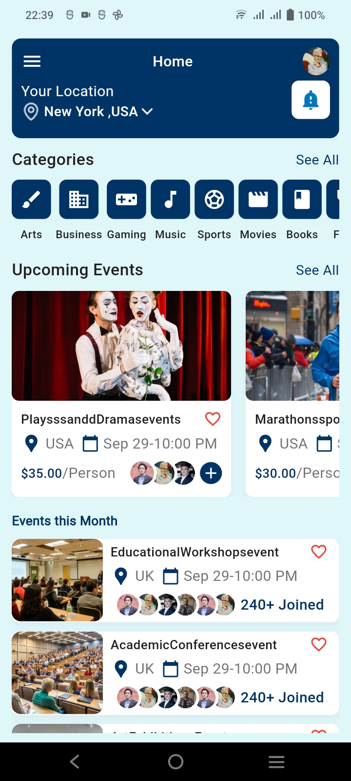 All Events Booking and Management Tickets Flutter App UI Template by CodentraTech