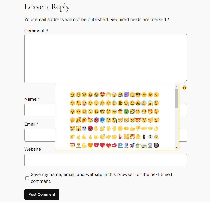 Comments Emoji - Insert Emoji React on WordPress Comments by mgscoder