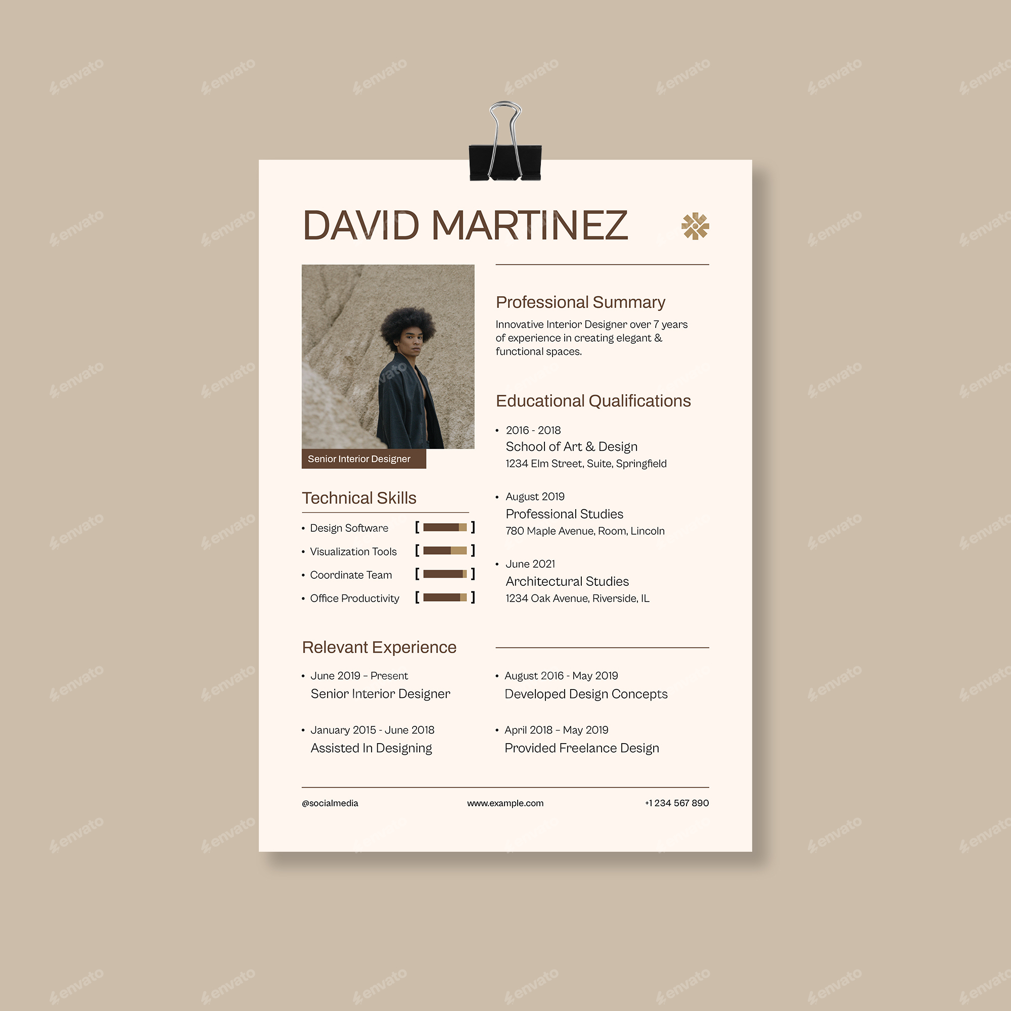 Beige Brown Minimalist Interior Resume, Print Templates | GraphicRiver