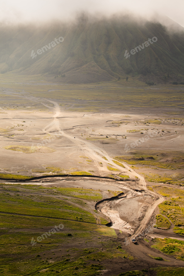 Path to Mount Bromo volcano, East Java, Surabuya, Indonesia Stock Photo ...