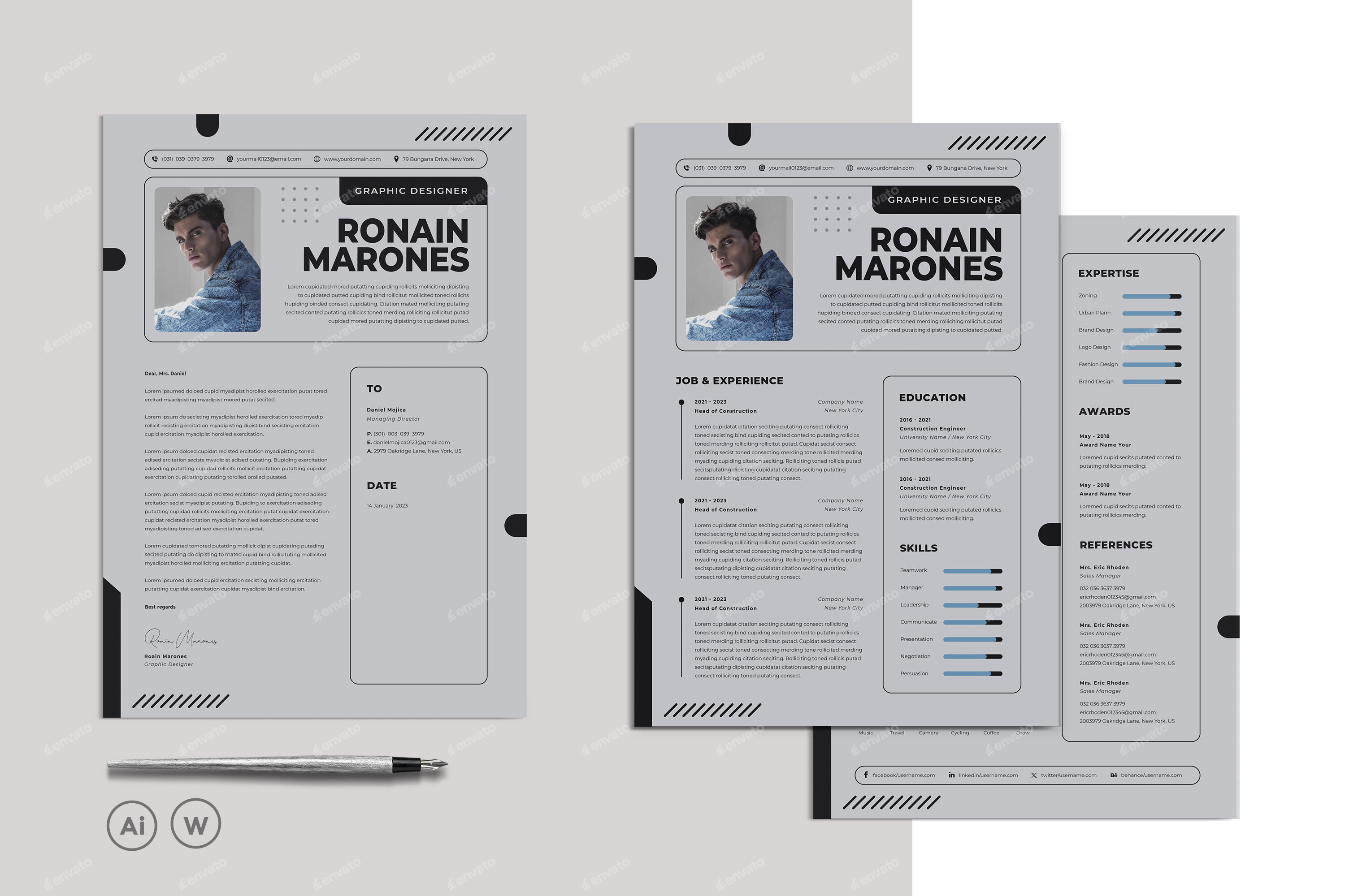 Resume Word Template, Print Templates | GraphicRiver