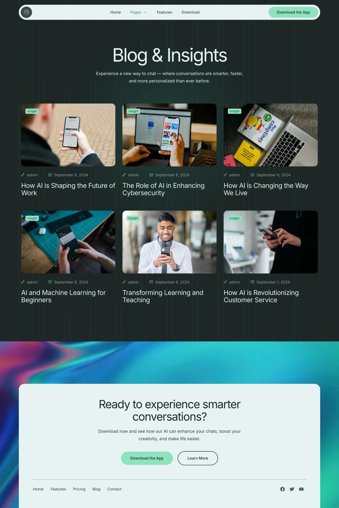 NextChat - AI Chat Mobile App Showcase Elementor Template Kit by sociolib