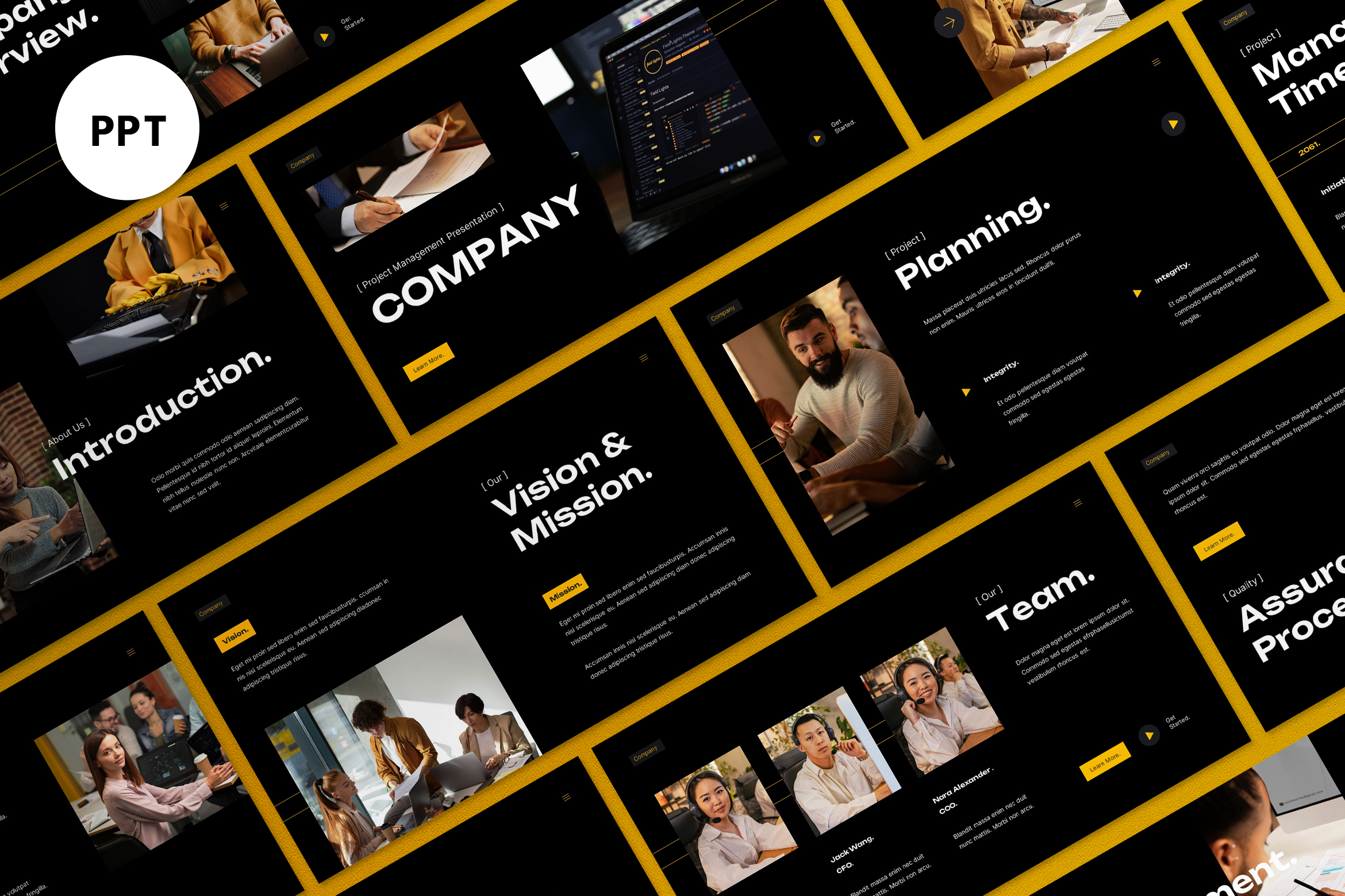 Black Modern Project Management Presentation, Presentation Templates